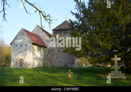 The medieval village church, Headbourne Worthy in Hampshire, England ...