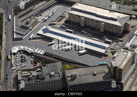 Aerial view, train and bus station, Altenhundem, Lennestadt, Sauerland ...