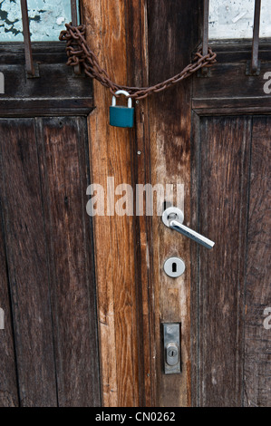 A closeup shot of the blue door with silver door knocker Stock Photo ...