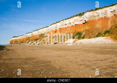The red and white striped cliffs of Hunstanton beach on the North ...