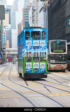 Overhead View Of A Vintage Hong Kong Tram On The Kings Road, Fortress ...