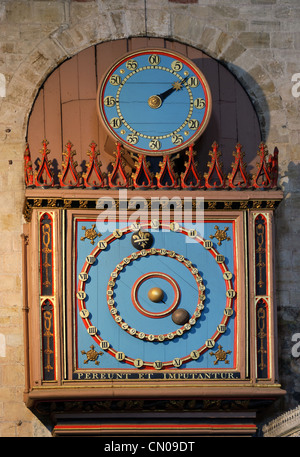 An astronomical clock in Exeter Cathedral with intricate details Stock ...
