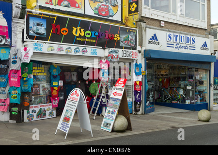 England, Cornwall, Newquay, Colourful Shops in Town Centre Stock Photo ...