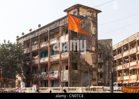Street view of blocks of dirty and dilapidated flats and apartments in ...
