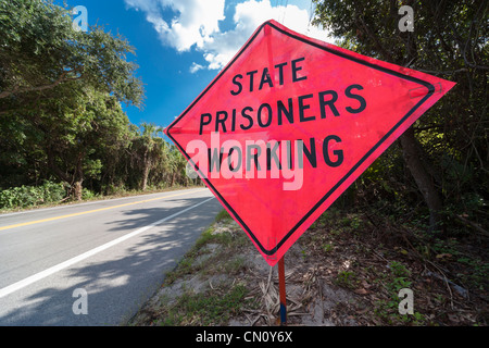 State Prisoners Working Warning Sign Stock Photo - Alamy