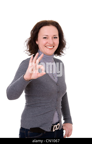 Hand shows Ok gesture on colorful background Stock Photo - Alamy