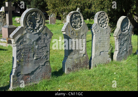 Gravestones in graveyard of Clyro Church Powys Wales UK Stock Photo - Alamy