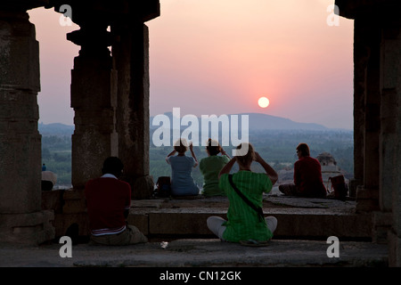 The sunset view of Hampi ruins from Matanga Hill. Taken in India ...