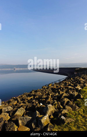 Kielder Water reservoir and dam with valve tower Stock Photo - Alamy