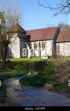 The medieval village church, Headbourne Worthy in Hampshire, England ...
