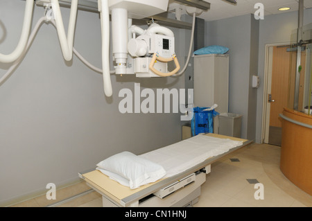 Hospital Radiology Room. Xray machine for fluorography. Woman patient ...