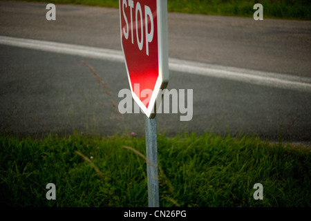 roadside red stop sign on a cloudy background. Sign isolated Stock ...