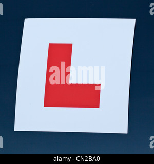 L plate on car - symbol for a learner driver Stock Photo - Alamy