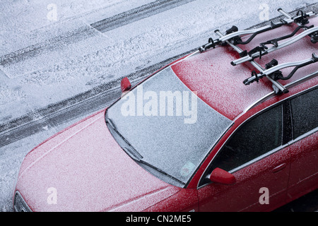 Ice covers the windscreen of a car in Montreal, Monday, Dec. 29, 2025 ...