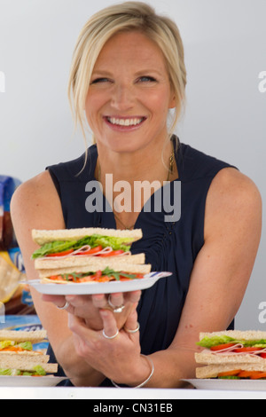 Jo Whiley serves sandwiches in a Kingsmill promotion Stock Photo - Alamy