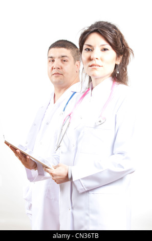 Medical doctors group isolated on white background Stock Photo - Alamy