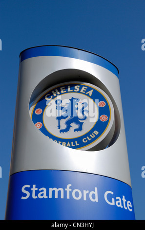 The Chelsea crest outside Stamford Bridge, London. Picture date: Sunday ...
