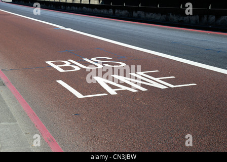 Road markings of a bus lane London England UK Stock Photo - Alamy