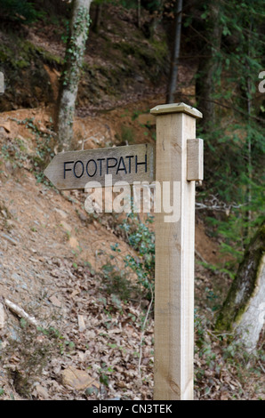 Wooden footpath sign post indicating public footpaths in England, UK ...