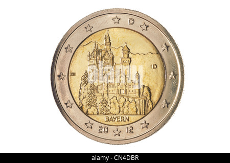euro coin with landmark castle Neuschwanstein in bavaria, germany Stock ...