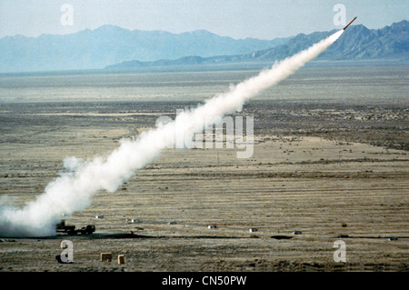 A ground-launched cruise missile (GLCM) rises away from the Transporter ...