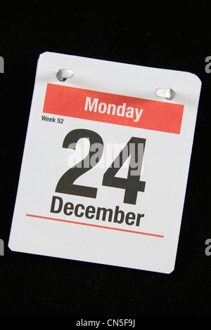Christmas Eve 24th december date on calendar Stock Photo - Alamy
