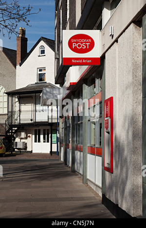 Post Office sign in the Welsh speaking town of Dolgellau Gwynedd North ...