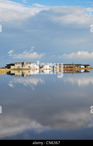 Scenic saltern and water reflections, Cervia, Ravenna, Italy Stock ...