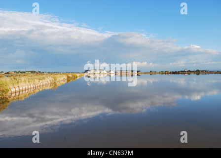 Scenic saltern and water reflections, Cervia, Ravenna, Italy Stock ...