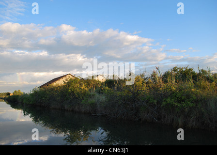 Landscape with farm house and canal, Cervia, Ravenna, Italy Stock Photo ...