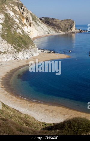 cliff top view near lulworth cove dorset england uk gb Stock Photo - Alamy