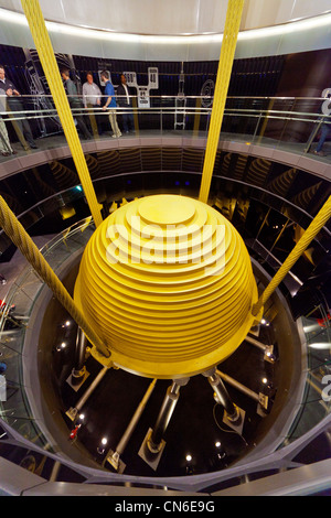 Tuned mass damper pendulum weighing 660 tonnes atop Taipei 101 ...