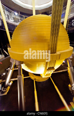 Tuned mass damper pendulum weighing 660 tonnes atop Taipei 101 ...