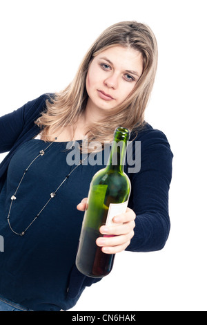 Young female drug addicted social problems sitting at table sniffing ...