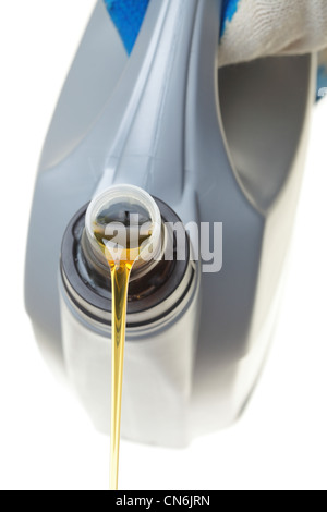 Can with car engine oil isolated on white Stock Photo - Alamy
