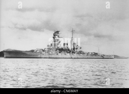 Imperial Japanese Navy battleship Haruna at her moorings near Kure ...