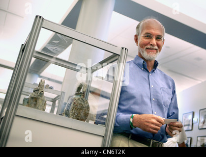 Computer scientist Martin Newell poses by an image inspired by his Utah ...