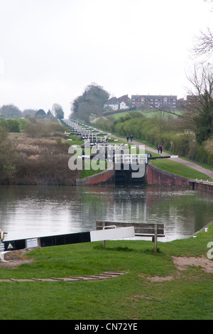 The bottom lock of the Caen Hill flight on the Kennet and Avon Canal ...