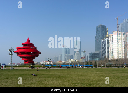 The red May 4th Monument, in the May 4th Square, Qingdao, China Stock ...