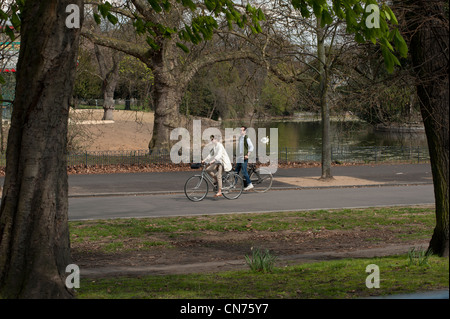 Victoria Park, Tower Hamlets, east London, England. Spring 2012. Narrow ...