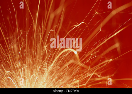 Sparks Flying Exploding Detail Close up Stock Photo - Alamy