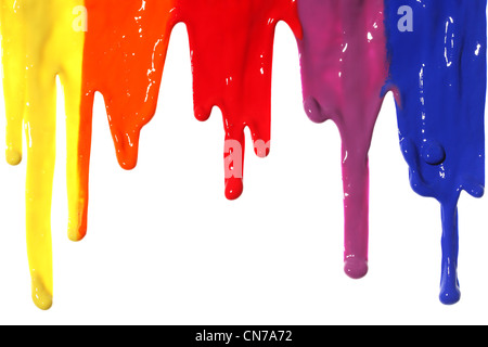 Different colors of paint dripping Stock Photo - Alamy