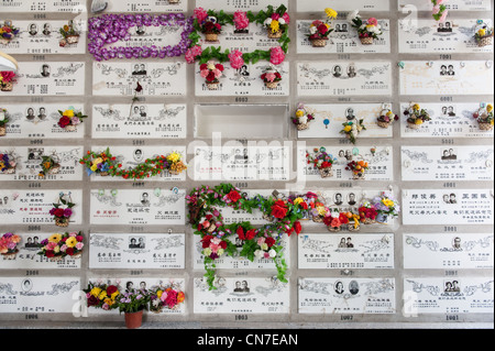 Beijing, Wanan cemetery. Graves with many flowers during the Chinese ...