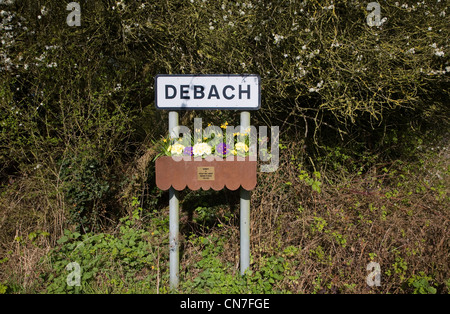 Village sign Debach Suffolk UK Stock Photo - Alamy