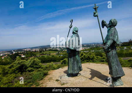 Spain, Galicia: Pilgrim´s statues at Monte do Gozo near Santiago de ...