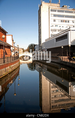 Chelmsford town center showing river chelmer and bridge in distance ...
