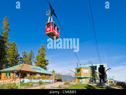 Red Gondola on the Jasper tramway rising up Whistler mountain Jasper ...