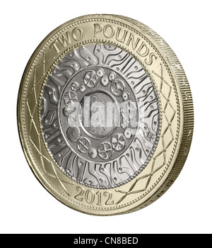 Two pound coins on a twenty pound banknote Stock Photo - Alamy