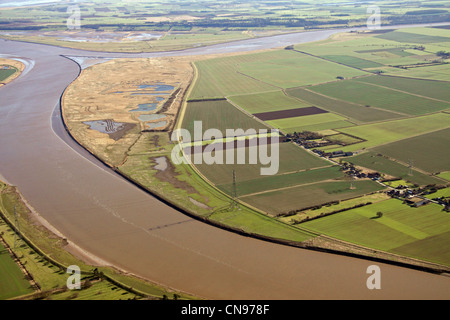 aerial view of RSPB Blacktoft Sands Nature reserve at Trent Falls where ...