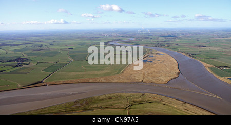 aerial view of RSPB Blacktoft Sands Nature reserve at Trent Falls where ...